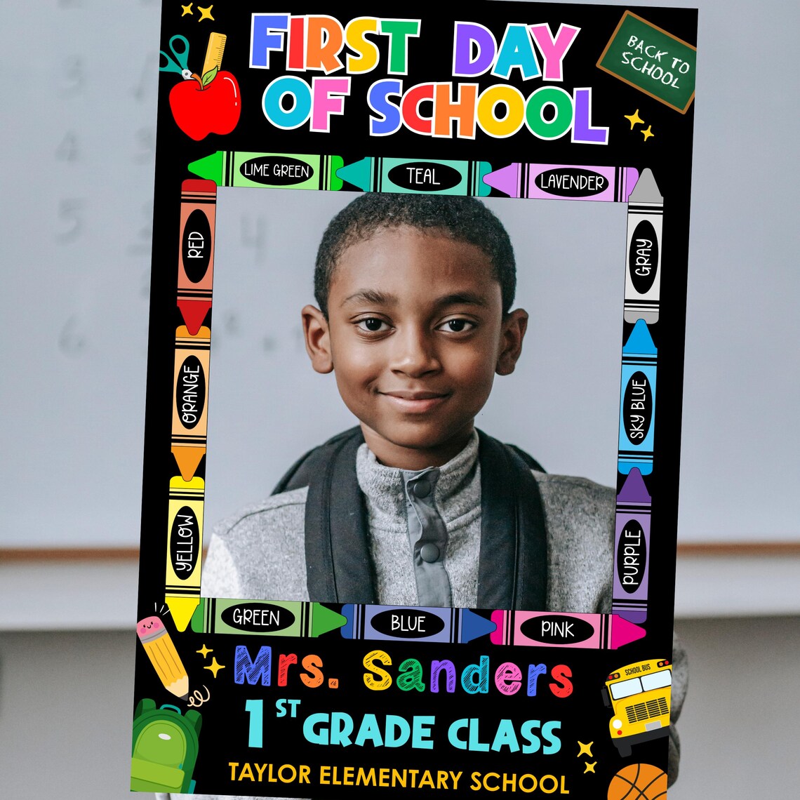 Editable Back to School Photo Prop, First Day of School Photo Frame ...