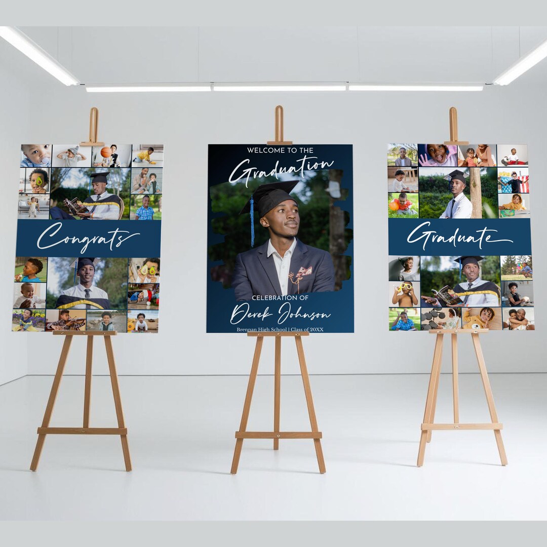 Editable Graduation Photo Collage Template, Editable Grad Photo Collage ...