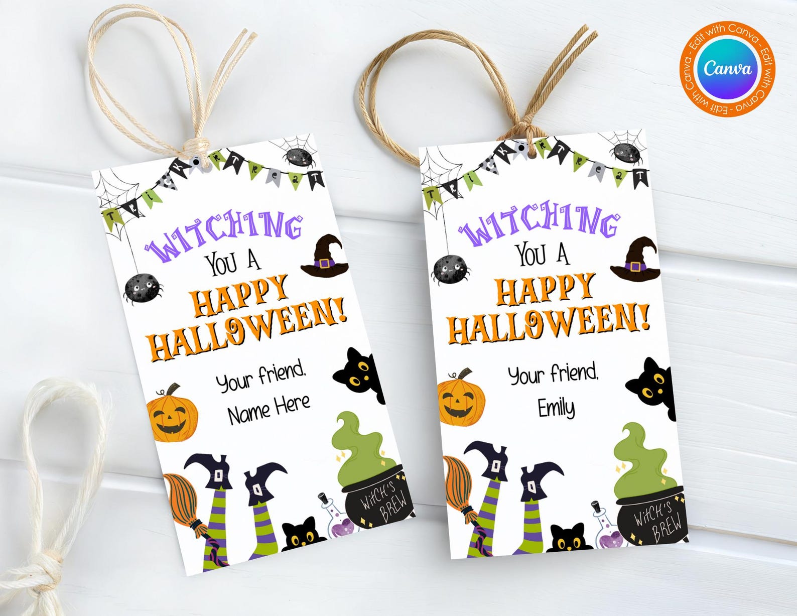 Editable Halloween Gift Tag, Printable Halloween Tag, Editable Gift Tag ...
