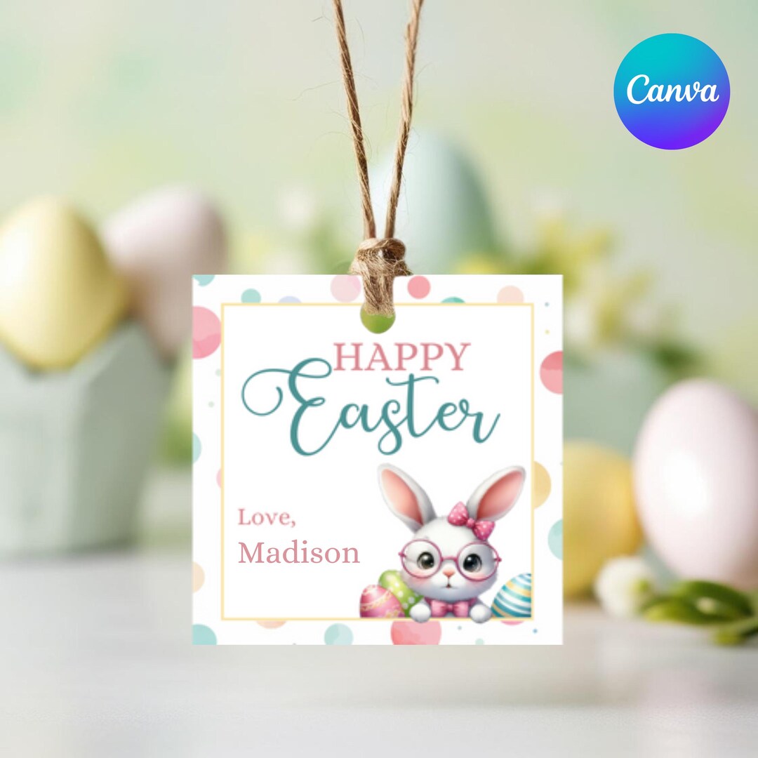 Printable Easter Gift Tag, Editable Happy Easter Gift Tag, Printable ...