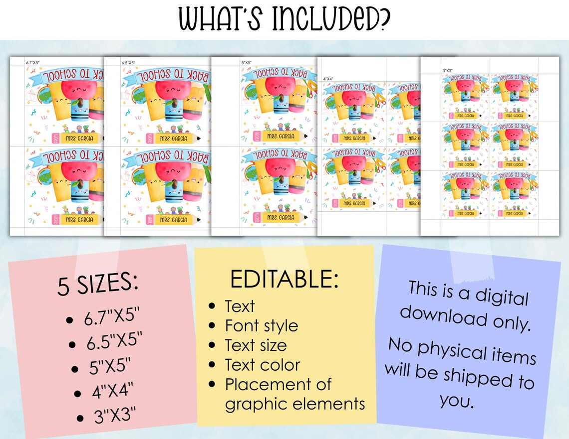 Back to School Treat Bag Topper, Editable Treat Bag Topper, Printable ...
