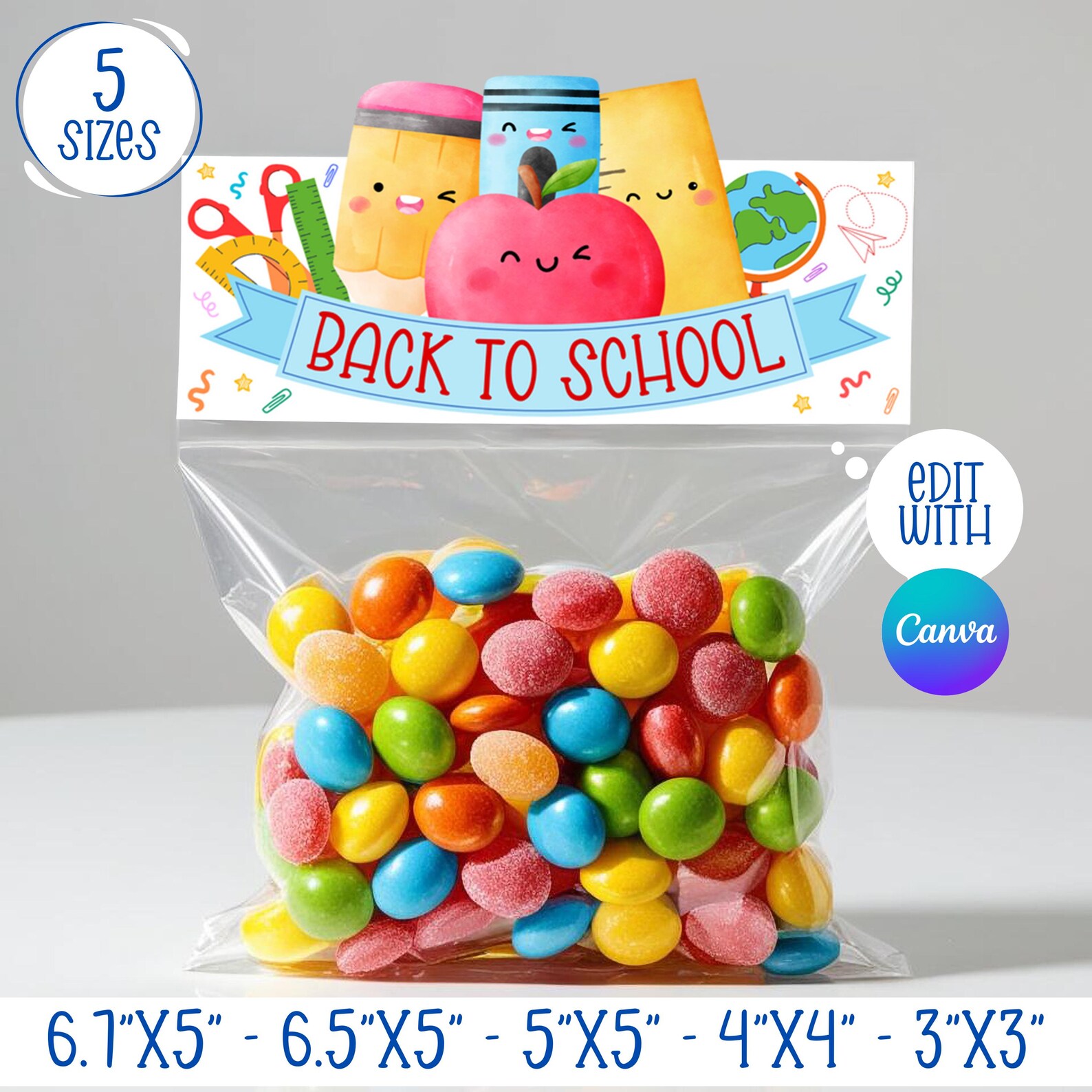 Back to School Treat Bag Topper, Editable Treat Bag Topper, Printable ...