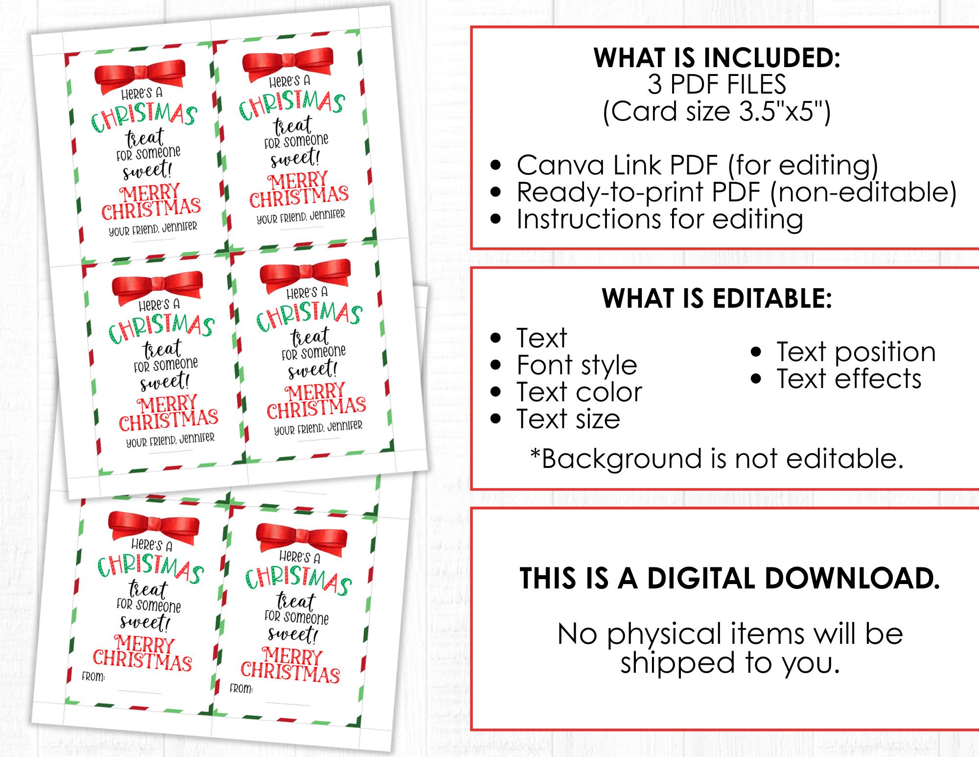 Printable Christmas Candy Cane Holder, Candy Holder, Printable Candy ...