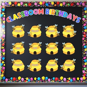 Editable Classroom Birthday Bulletin Board Kit, Beehive Bulletin Board ...