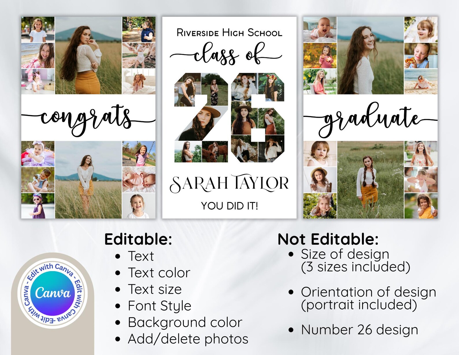 Editable Graduation Signs | 2026 Senior Grad Signs | Graduation Party ...