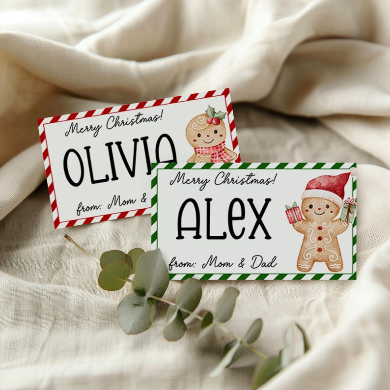 Editable Gingerbread Gift Tag Set, Christmas Gift Tag Bundle, Printable ...