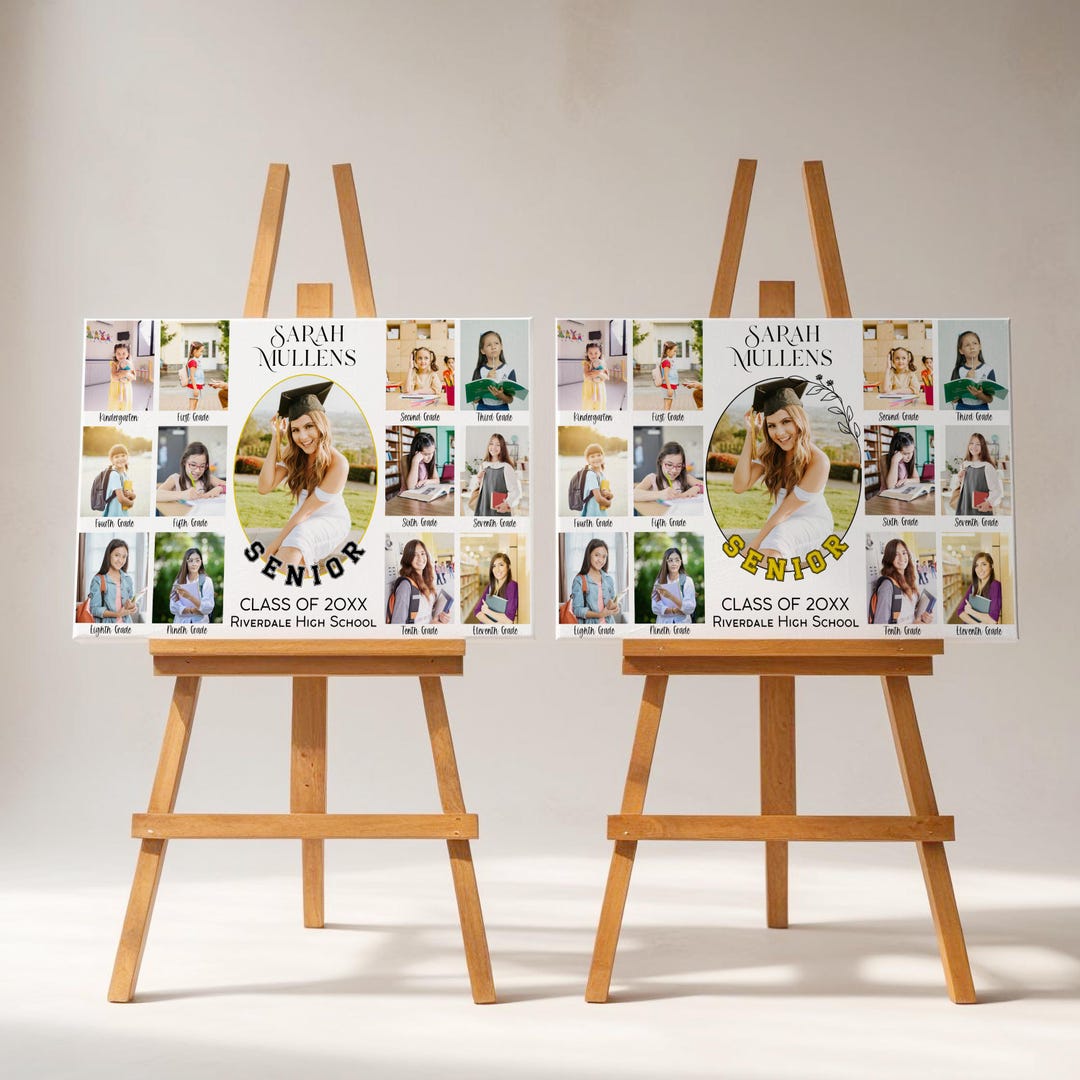 Editable K-12 Graduation Photo Collage Sign, Editable Grad Photo ...