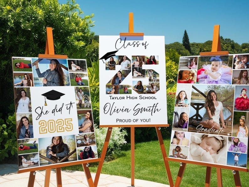 Editable Graduation Photo Collage Template, Editable Grad Photo Collage ...