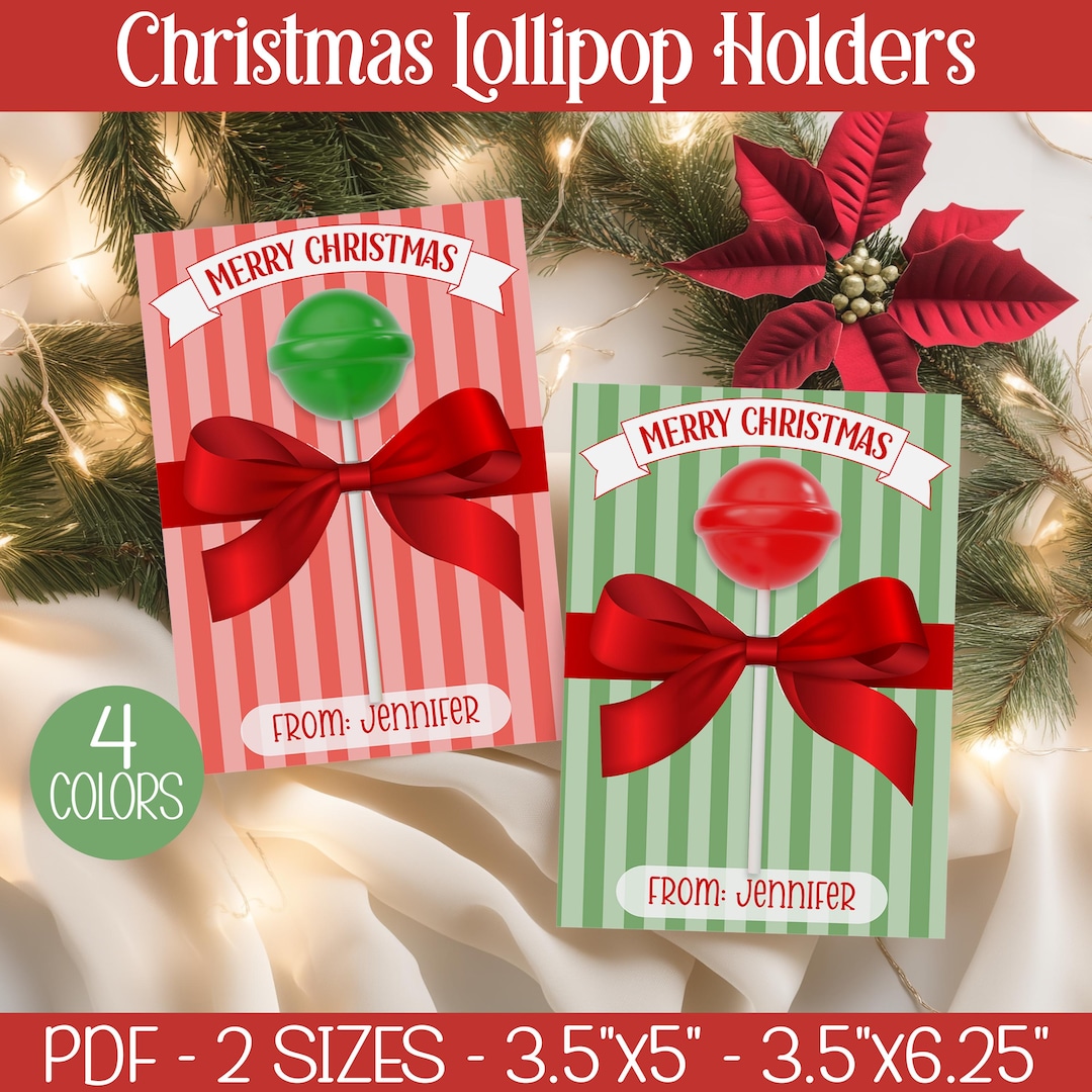 Editable Christmas Lollipop Holders, Lollipop Cards, Canva Template ...