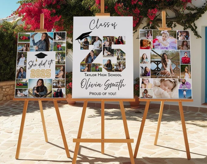 Editable Graduation Photo Collage Template, Editable Grad Photo Collage ...