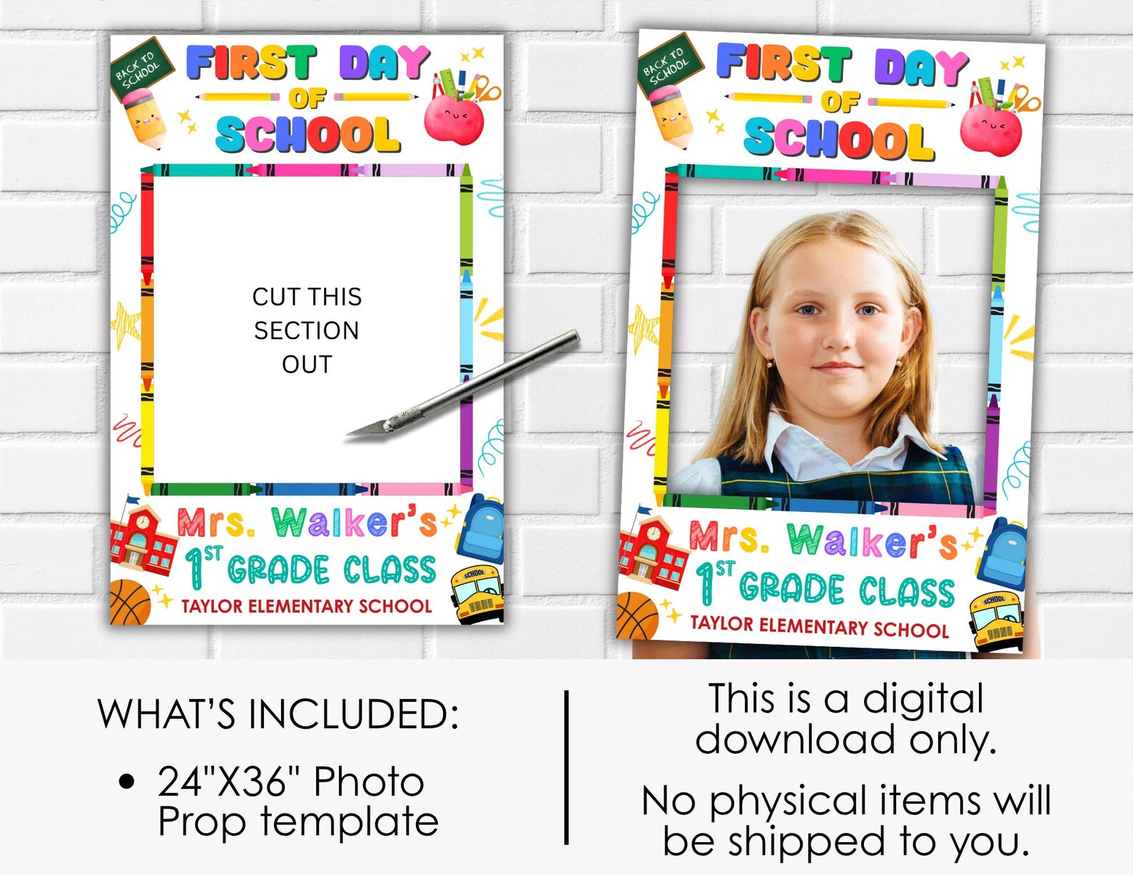 Editable Back to School Photo Prop, First Day of School Photo Frame ...
