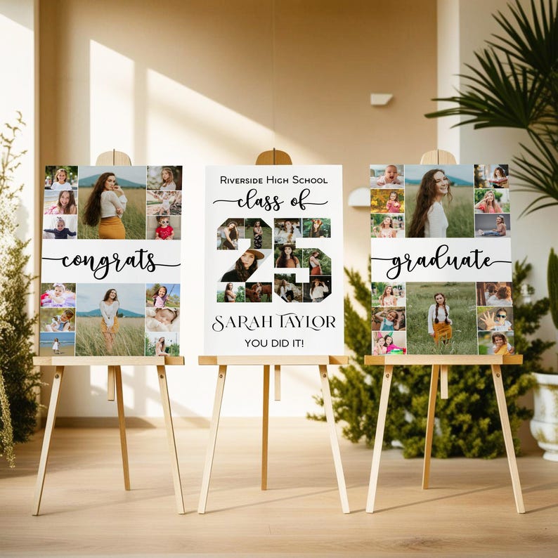 Editable Graduation Photo Collage Template, Editable Grad Photo Collage ...