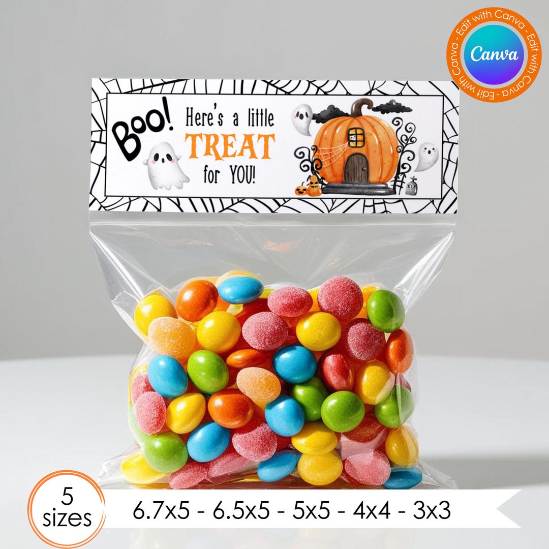 Editable Halloween Treat Topper, Halloween Treat Bag Topper, Treat ...