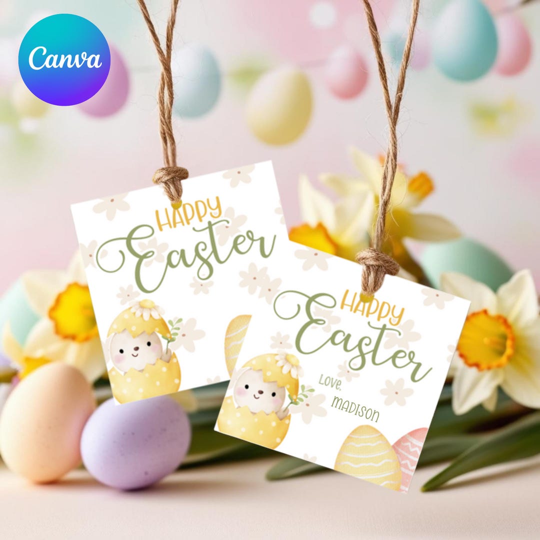Printable Easter Gift Tag, Happy Easter Gift Tag, Printable Tag ...