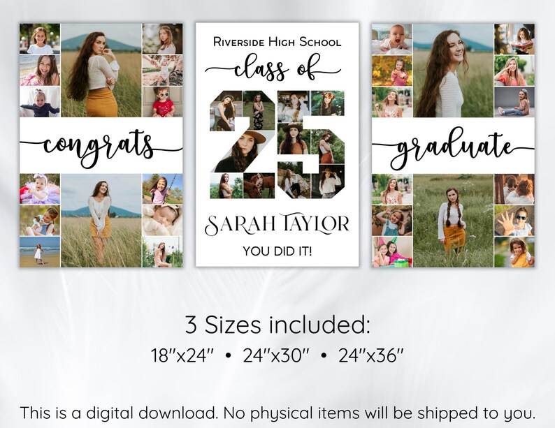 Editable Graduation Photo Collage Template, Editable Grad Photo Collage ...