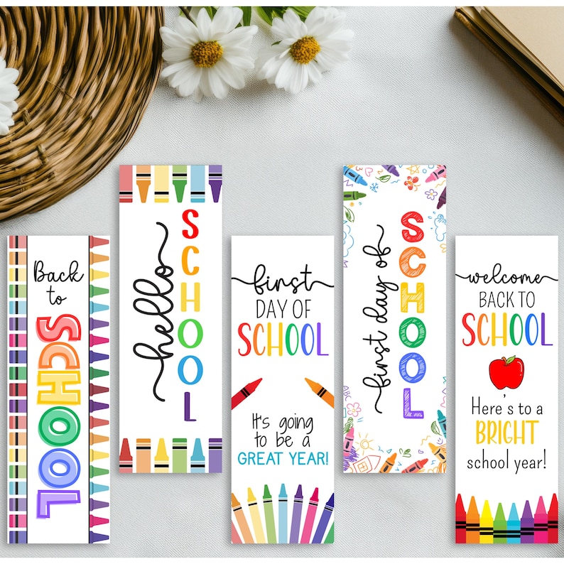 Back to School Printable Bookmarks, First Day of School Bookmark ...