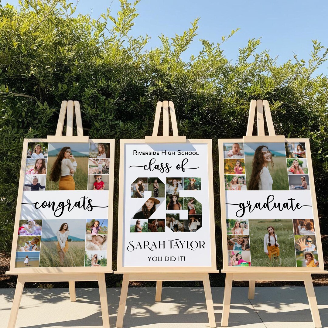 Editable Graduation Photo Collage Template, Editable Grad Photo Collage ...