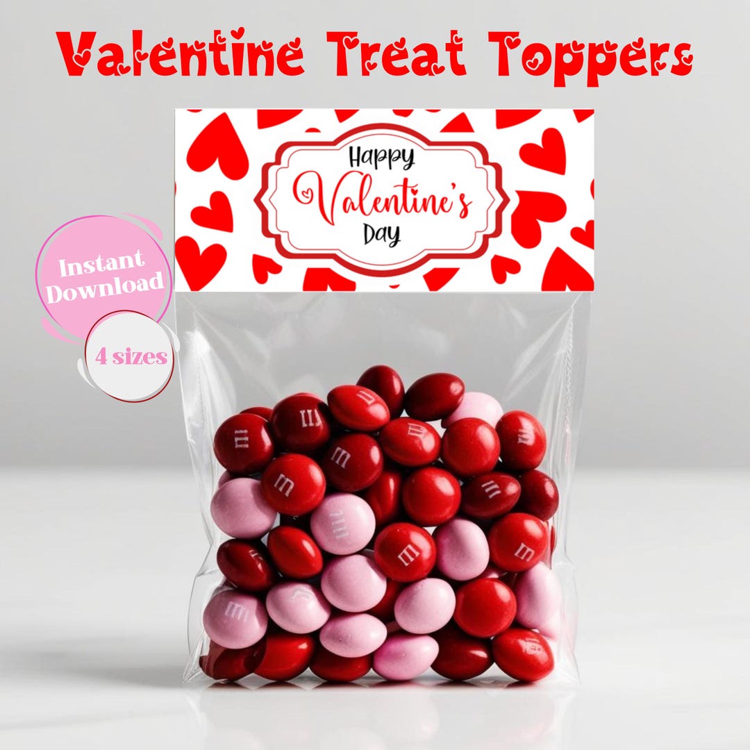 Valentine Treat Bag Topper, Printable Treat Bag Topper, Printable ...