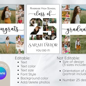 Editable Graduation Photo Collage Template, Editable Grad Photo Collage ...