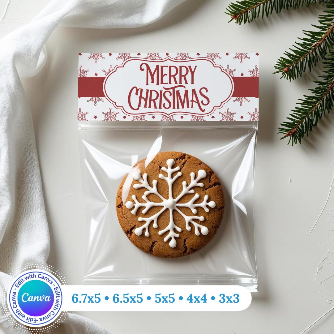 Editable Christmas Treat Topper, Christmas Snowflake Treat Topper ...