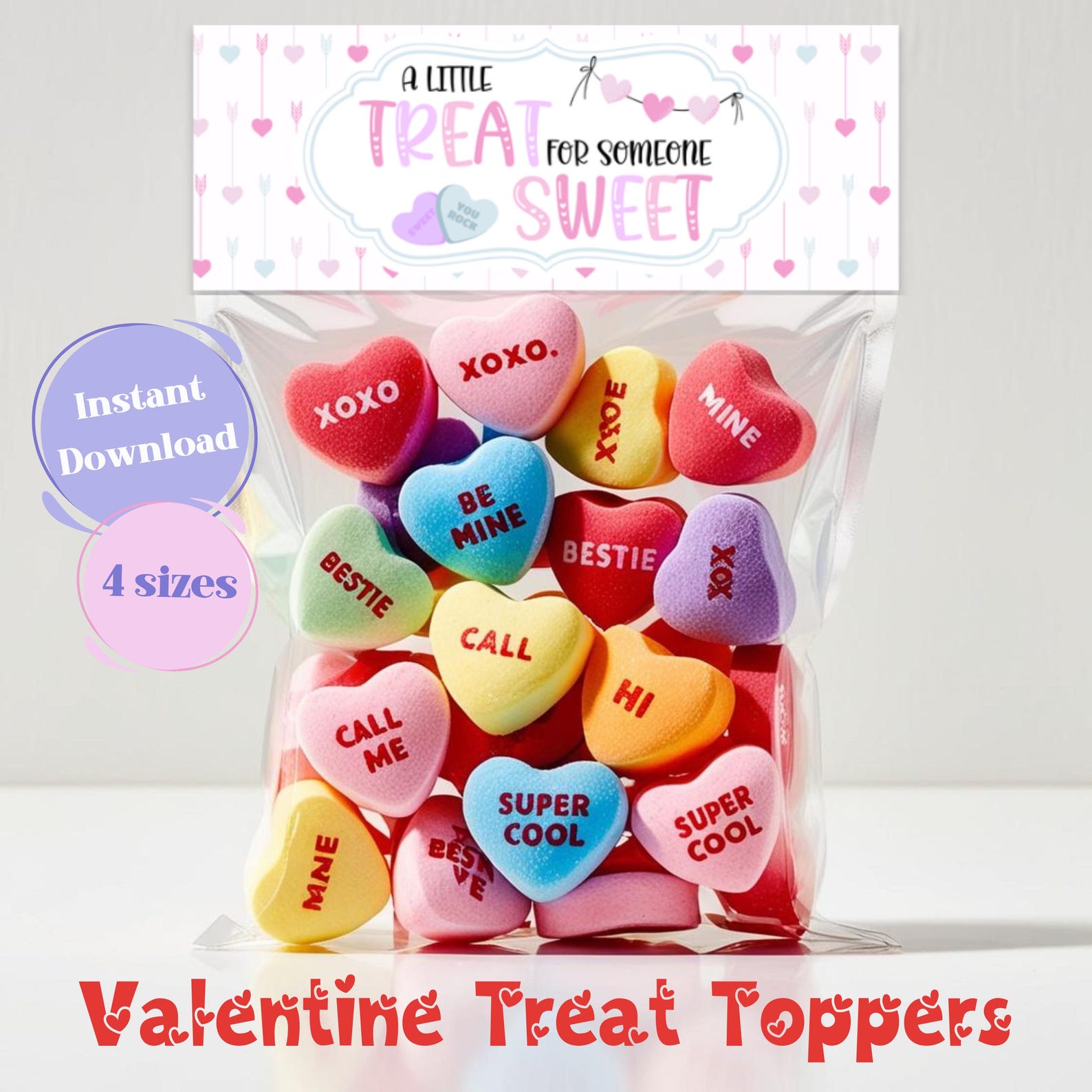 Valentine Treat Bag Topper, Printable Treat Bag Topper, Printable ...