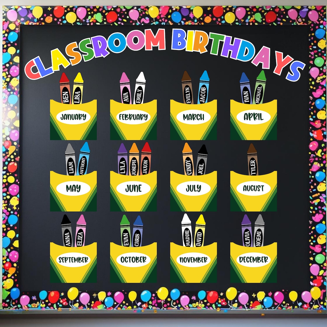 Editable Crayon Birthday Bulletin Board, Crayon Bulletin Board ...