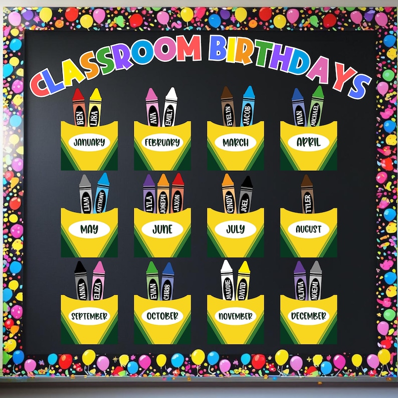 Editable Crayon Birthday Bulletin Board, Crayon Bulletin Board ...