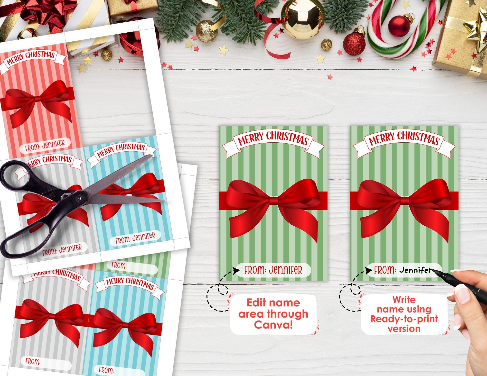 Editable Christmas Lollipop Holders, Lollipop Cards, Canva Template ...