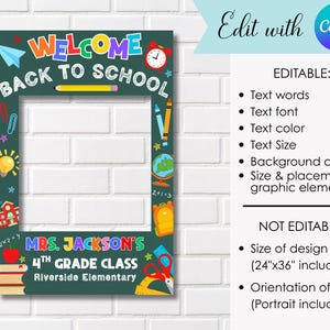 Editable Back to School Photo Prop, First Day of School Photo Frame ...