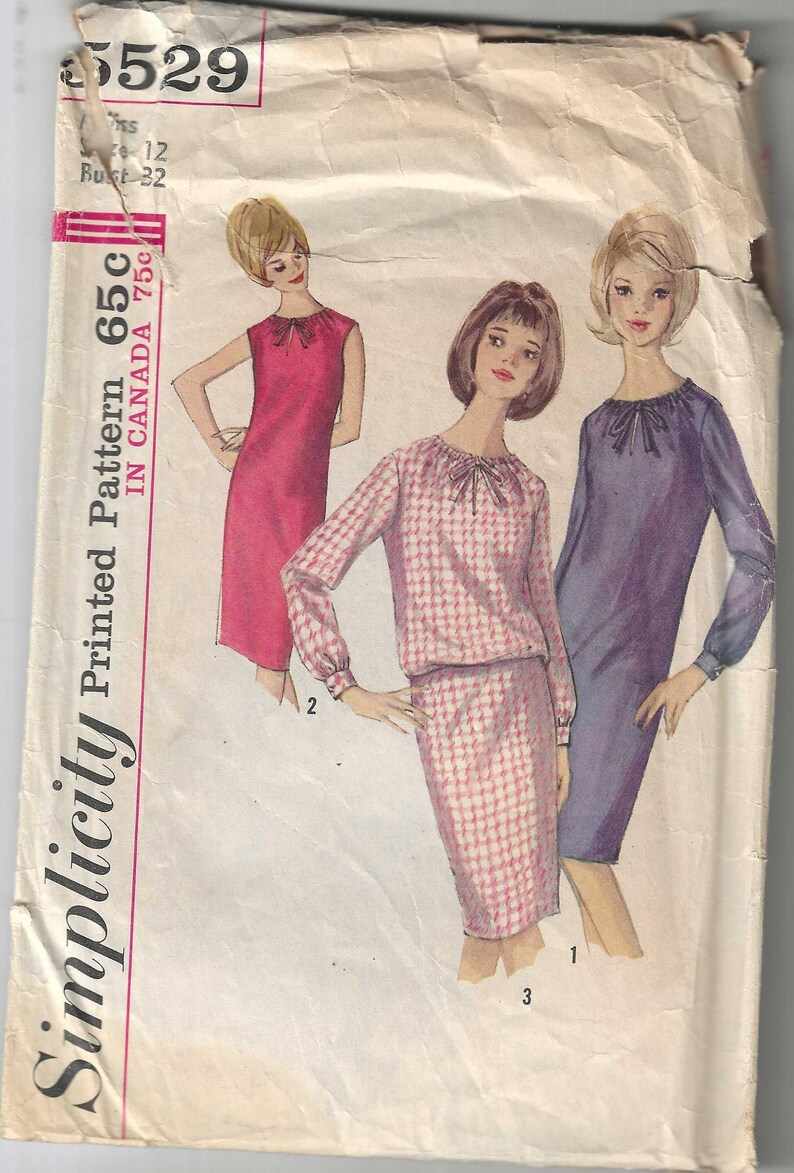 Vintage Juniors One-piece Dress Pattern #5529 by Simplicity for Size 12 ...