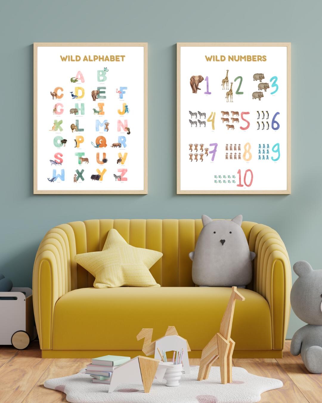Wild Alphabet and Numbers Digital Poster Set - Educational Animal Wall ...