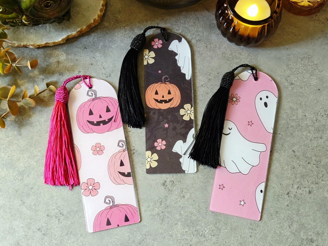Halloween Cute Ghost & Jack O Lantern Bookmarks Set of 3 Handmade ...