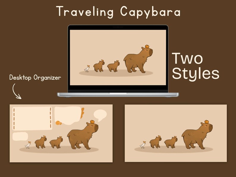 Capybara Desktop Wallpaper Set | Organizer & Minimal Tablet Background ...