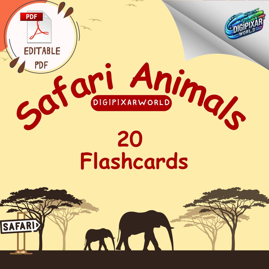 Safari Animal Cards, Nomenclature Flashcards, Montessori Cards Flash ...
