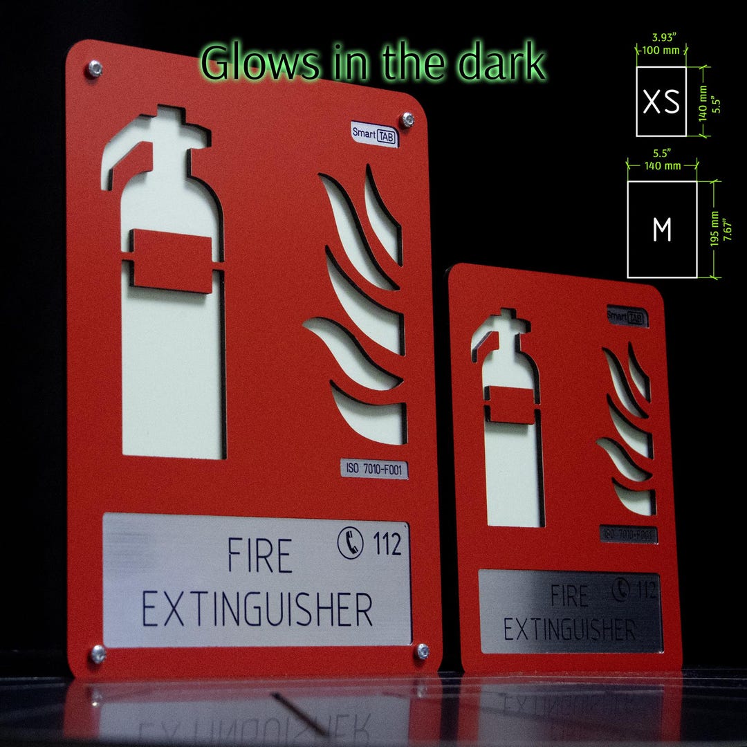 Sings Fire Extinguisher, Glows in the Dark Sign F001, ISO 7010 ...