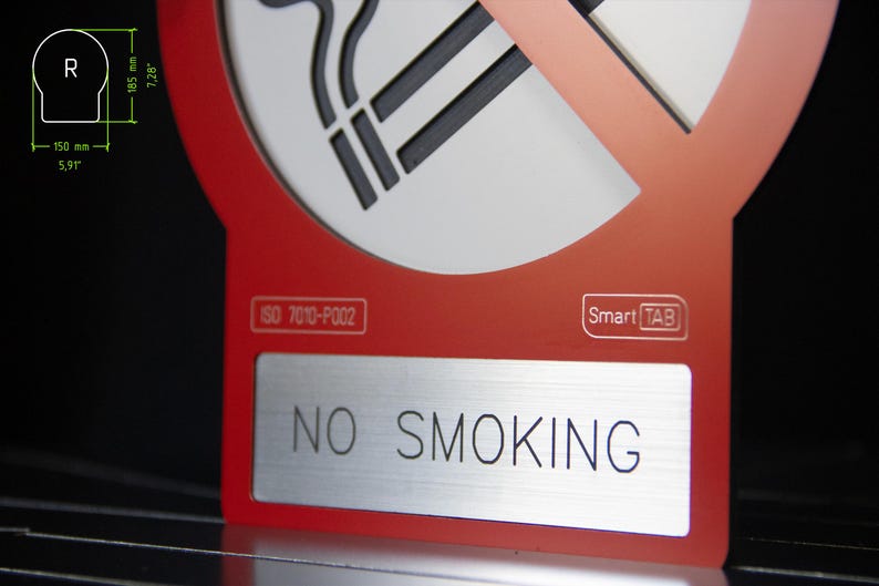 Premium No Smoking Sign P002 ISO 7010 | CNC Milled Aluminum Composite ...