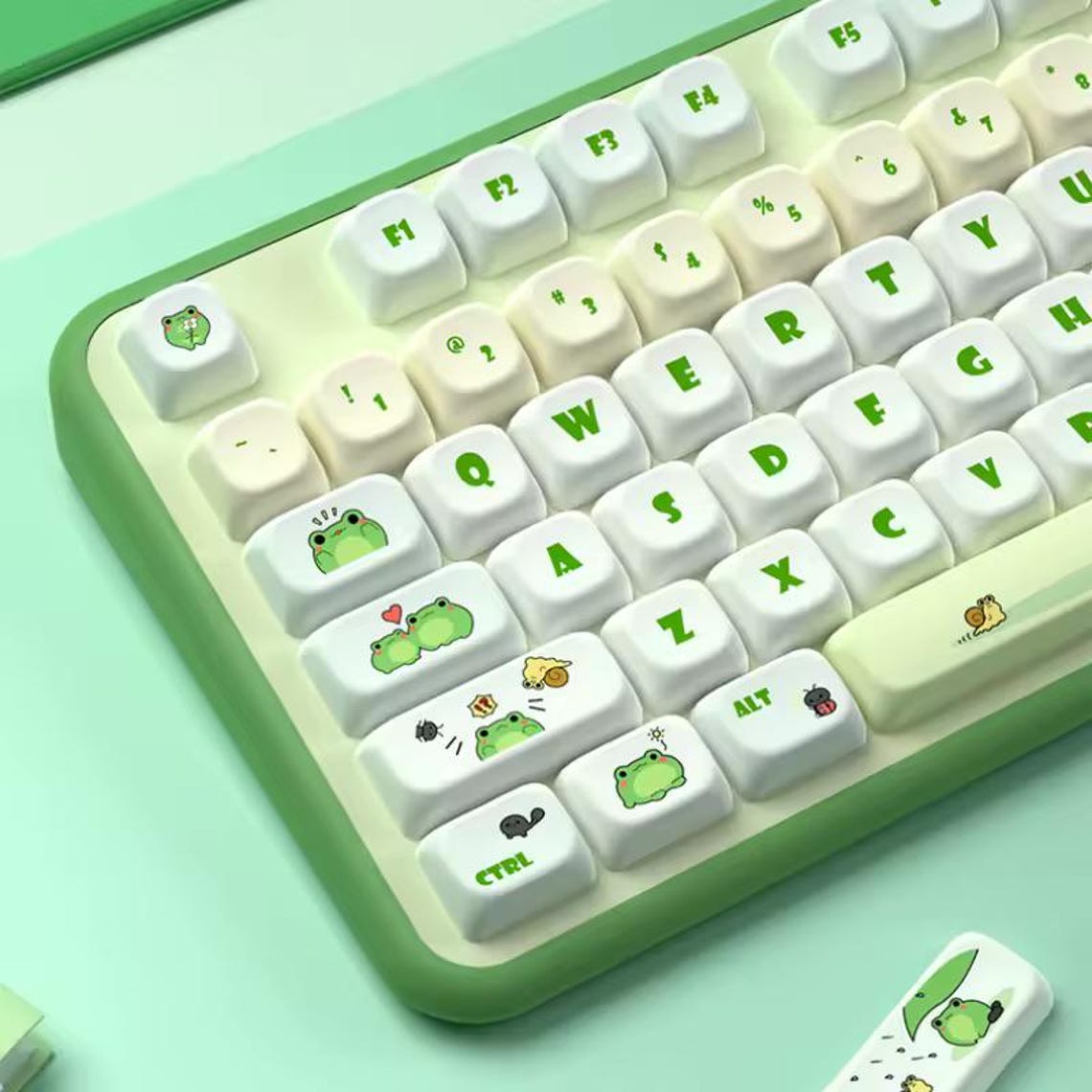 Cute Frog Keycaps Green Frog Themed Mechanical Keyboard Keycaps 140 Key ...
