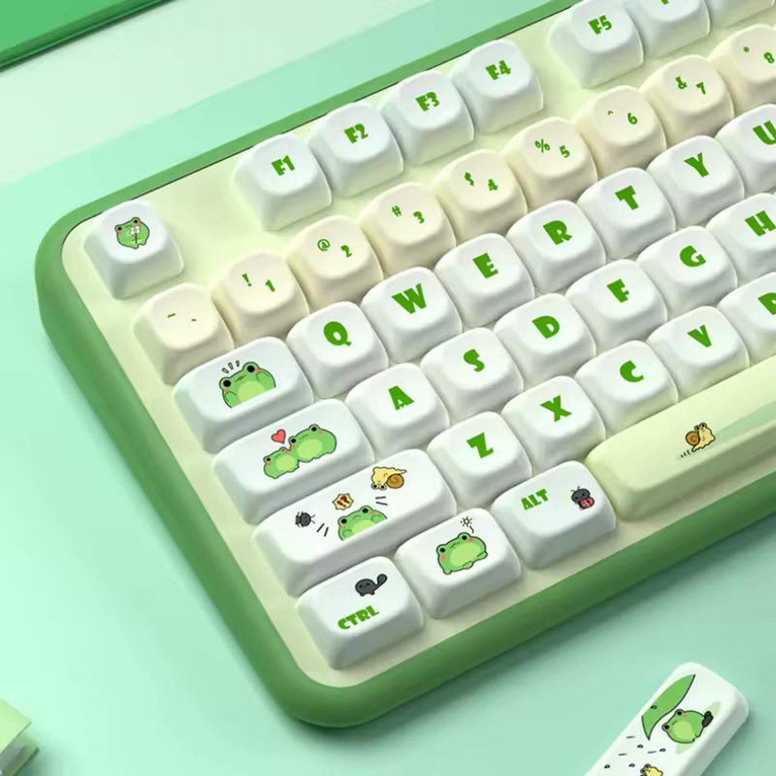 Cute Frog Keycaps Green Frog Themed Mechanical Keyboard Keycaps 140 Key ...