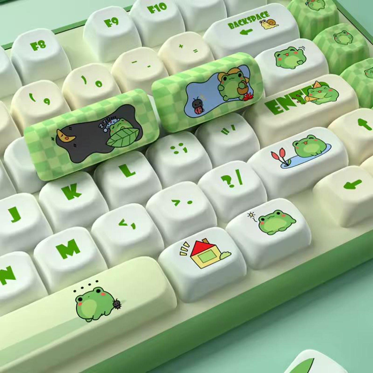 Cute Frog Keycaps Green Frog Themed Mechanical Keyboard Keycaps 140 Key ...