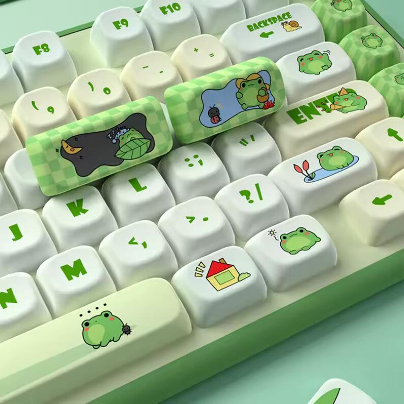 Cute Frog Keycaps Green Frog Themed Mechanical Keyboard Keycaps 140 Key ...