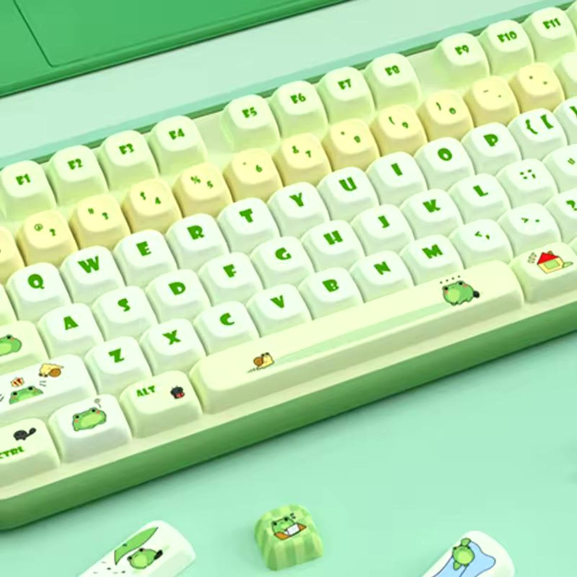Cute Frog Keycaps Green Frog Themed Mechanical Keyboard Keycaps 140 Key ...