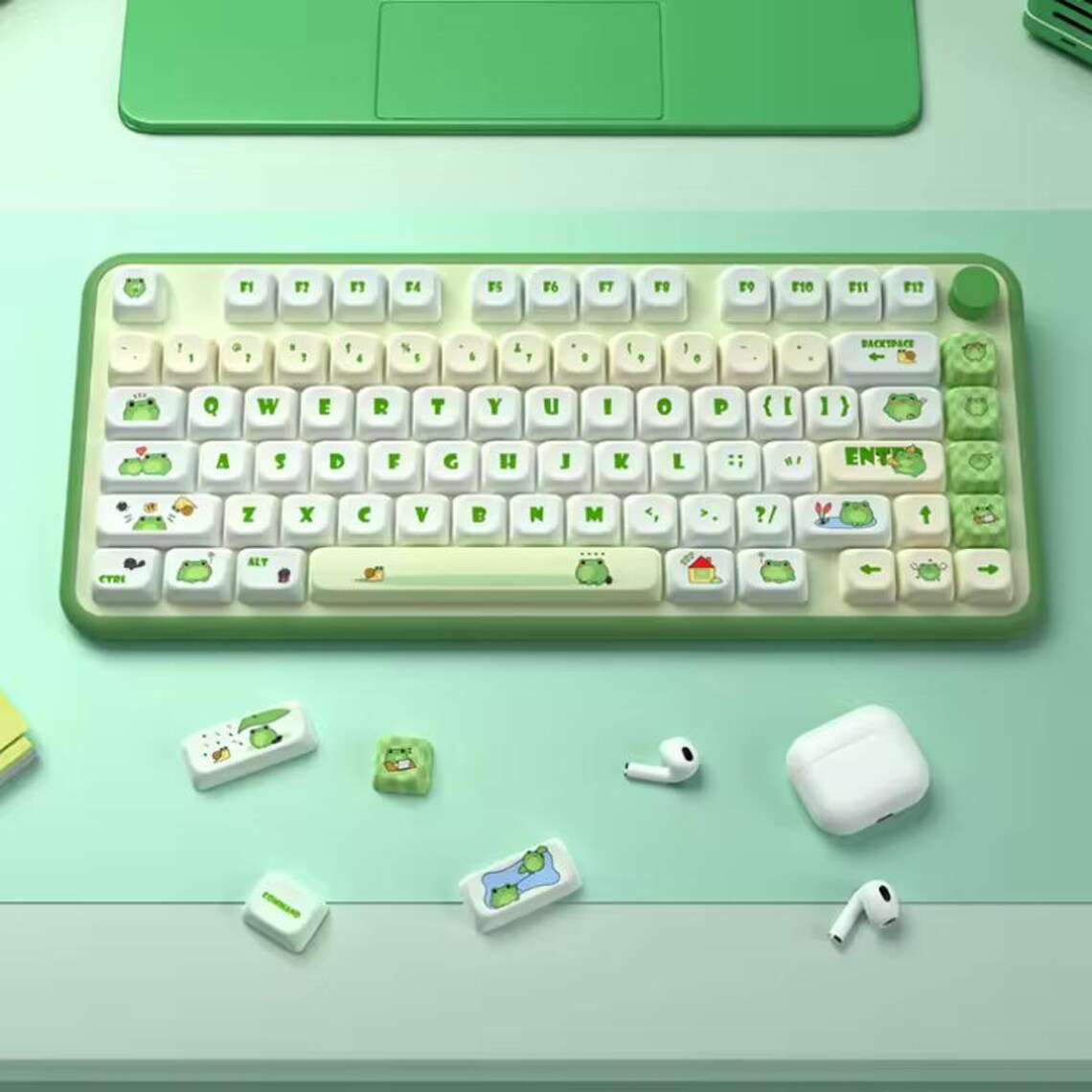 Cute Frog Keycaps Green Frog Themed Mechanical Keyboard Keycaps 140 Key ...