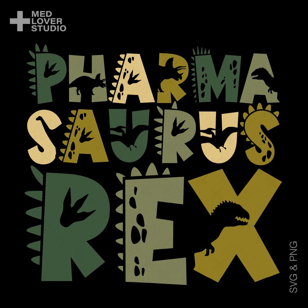 Pharmasaurus Rex Svg Png: Dinosaur Pharmacist, Pharmacy Technician ...