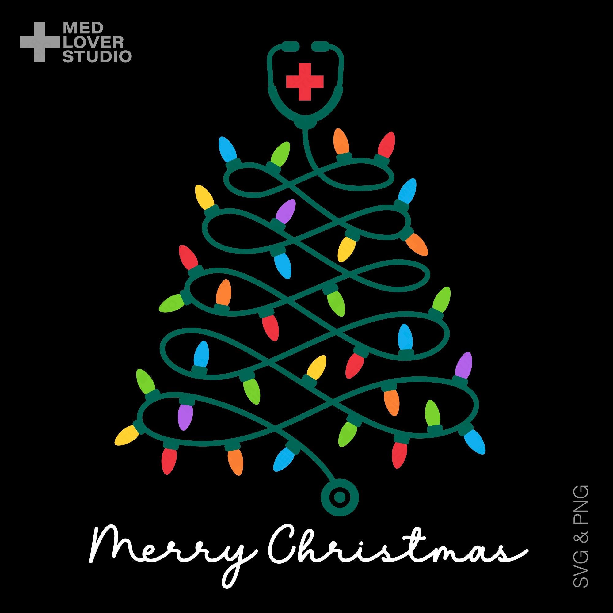 Stethoscope Christmas Tree SVG PNG: Merry Christmas Medical Design for ...