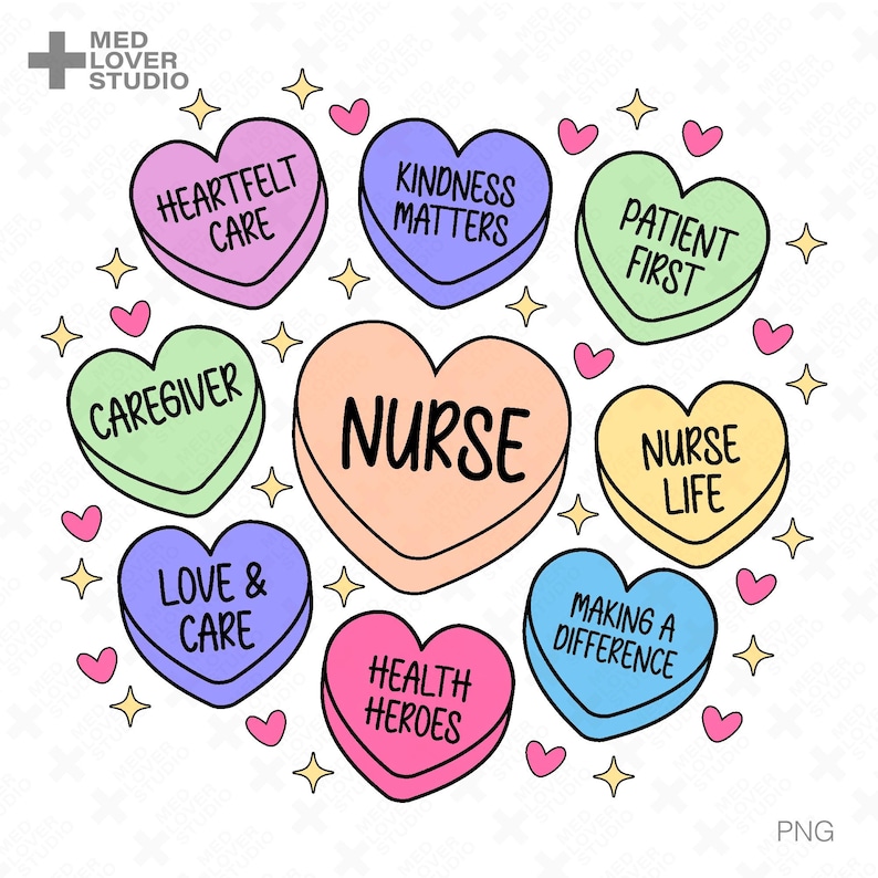 Valentine Nurse Candy Heart PNG: Sweet RN Nurse Medical Worker Gift ...