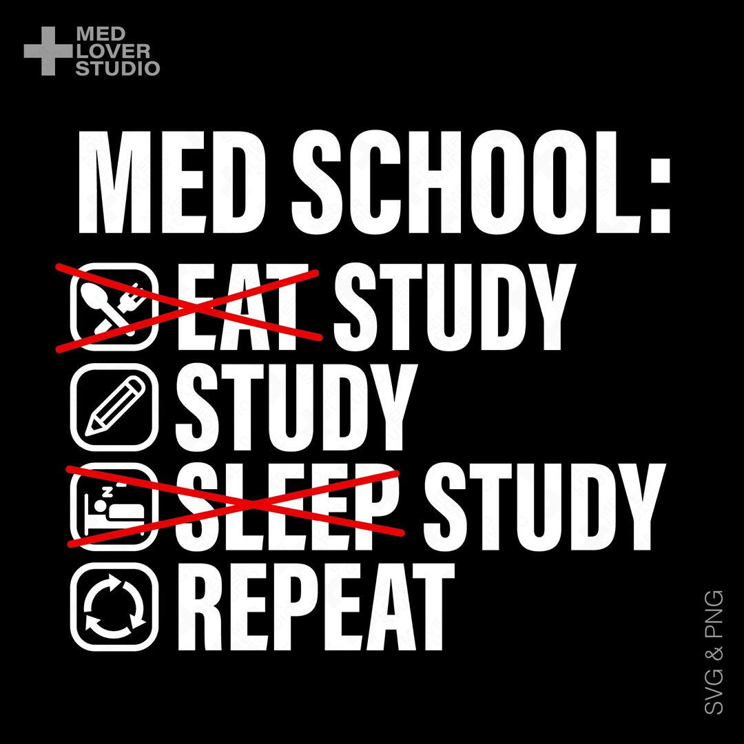 Med School SVG PNG: Eat Study Sleep Repeat, Funny Nursing Student Gift ...