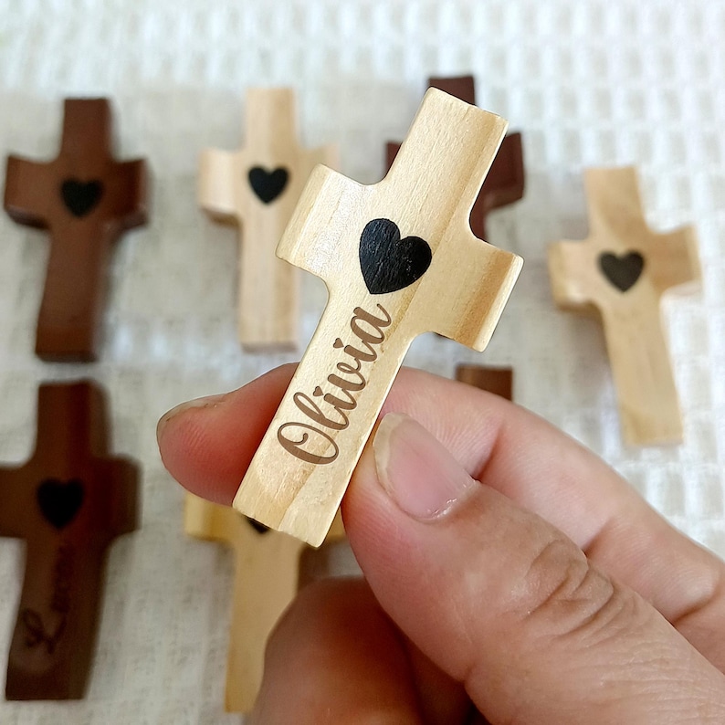 Personalized Wooden Pocket Cross: Comforting Fidget Prayer Gift ...