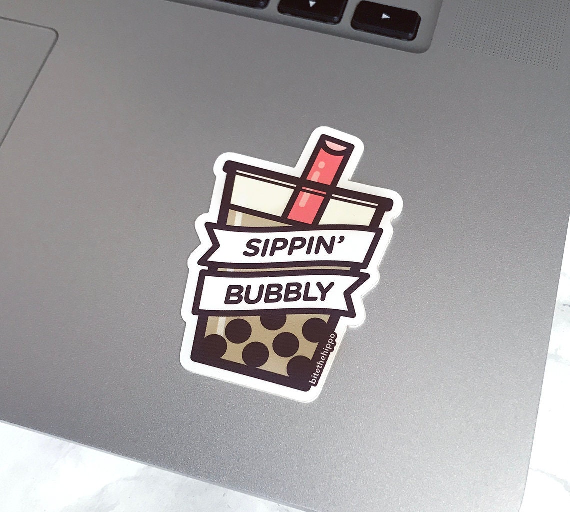 Sippin' Bubbly Milk Tea Boba Sticker Bubble Tea Sticker | Etsy