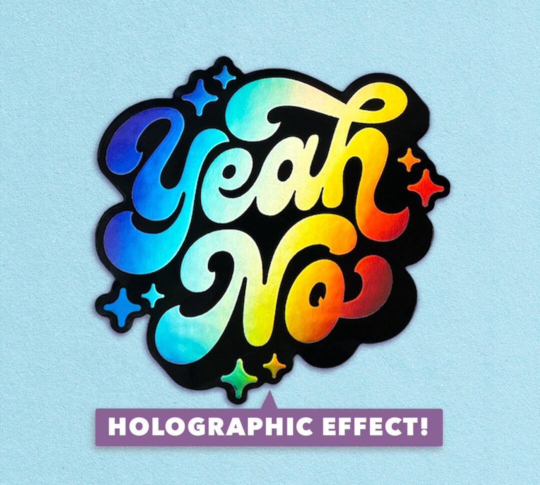 Yeah No Vinyl Sticker, Retro Script Typography Sticker, Midwest Slang ...