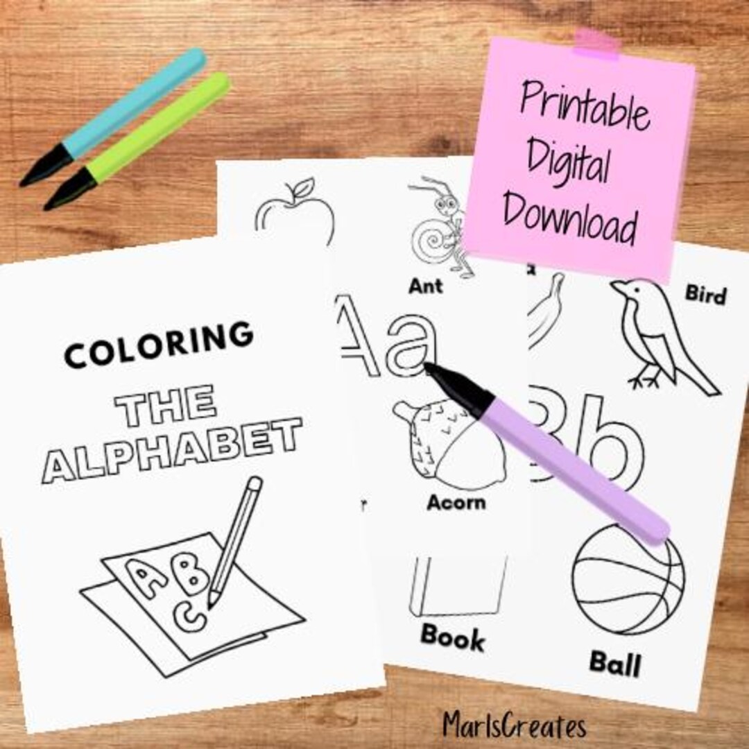 ABC Coloring Book, 27 Alphabet Coloring Pages, Preschool Printable ...